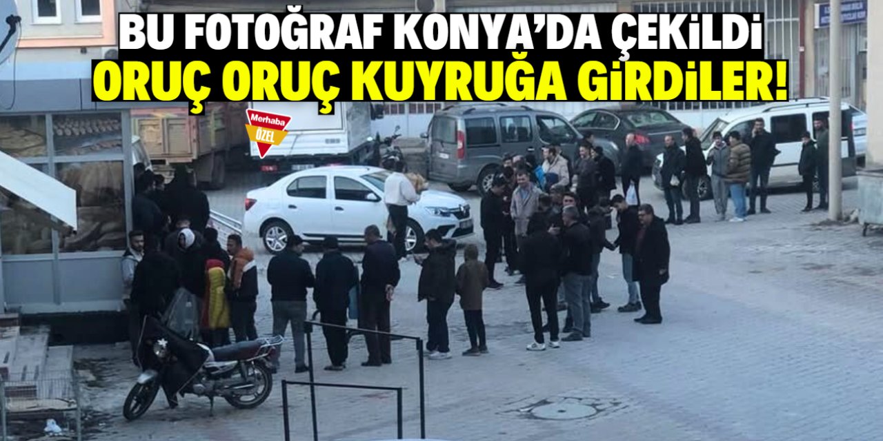 Konya'da sıcak pide kuyruğu! 50 metreyi buldu